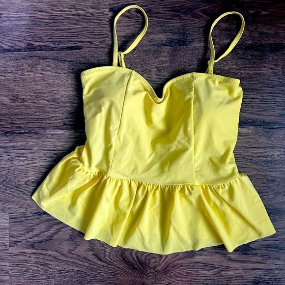Swim | Modest Yellow Tankini Swimsuit Peplum Top Yellow Sweetheart ...